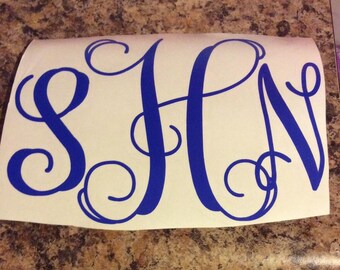 Items similar to ANCHOR Vine MONOGRAM Car decal Interlocking Initial vinyl DIY Two colors on Etsy