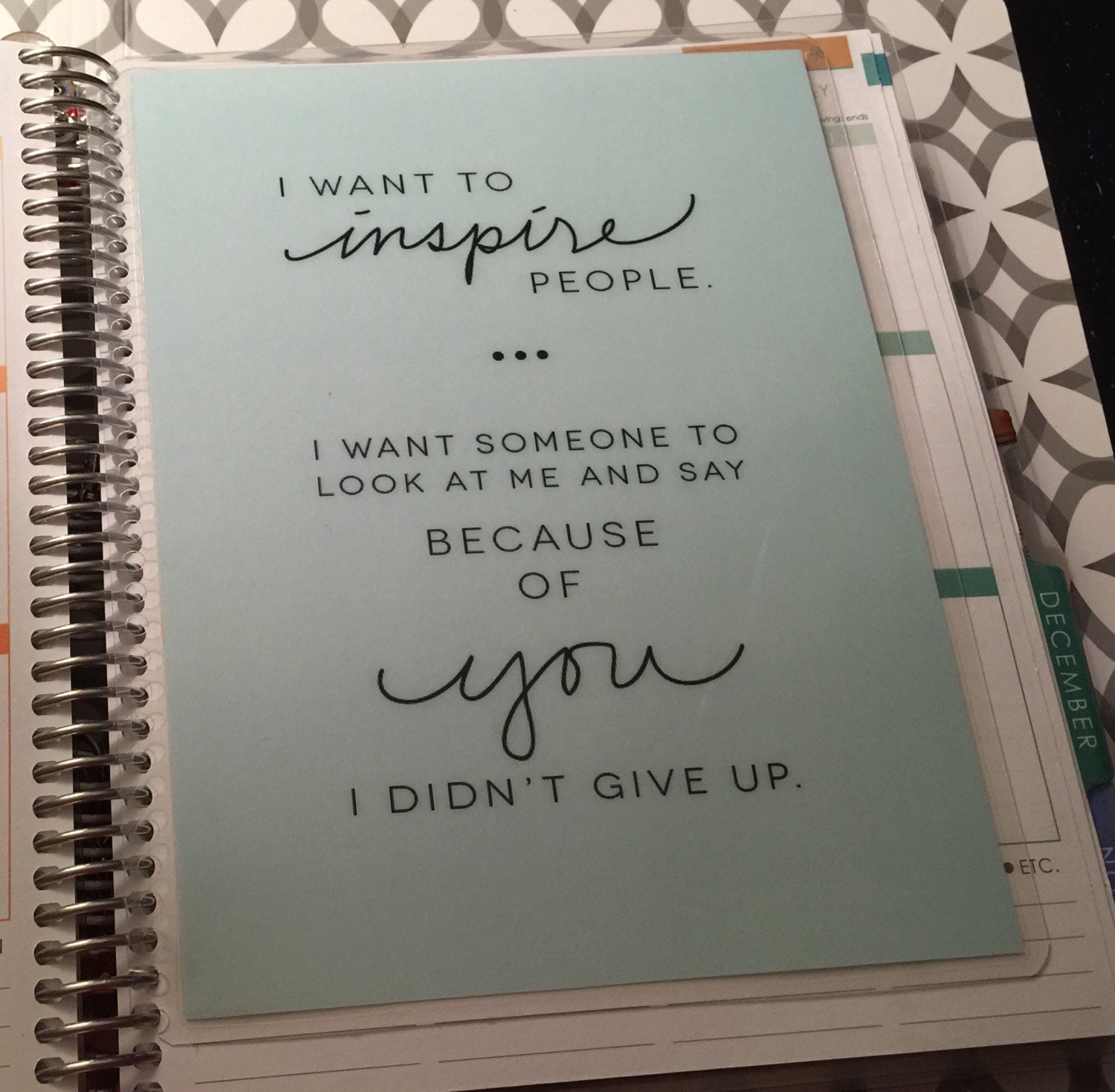 DASHBOARD Inspiration Quote for use with Erin Condren