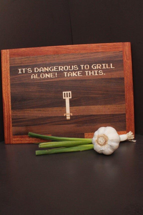 11x14x1 8 bit weapon Cutting Board. Nintendo Cutting Board.