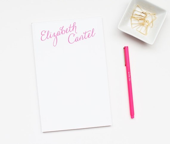 Personalized Notepad with Calligraphy by ModernPinkPaper on Etsy