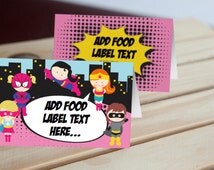 Popular items for superhero food label on Etsy