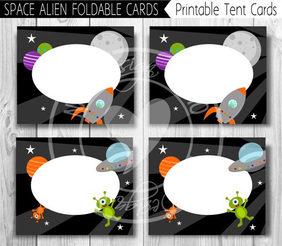 70% SALE Outer Space Tent Cards - Printable Space Alien Buffet Cards ...