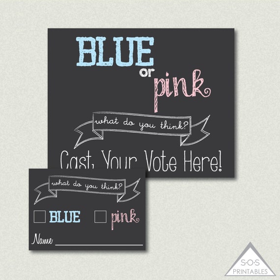 Gender Reveal Ballot Cards, Blue or Pink Gender Reveal Party Voting ...