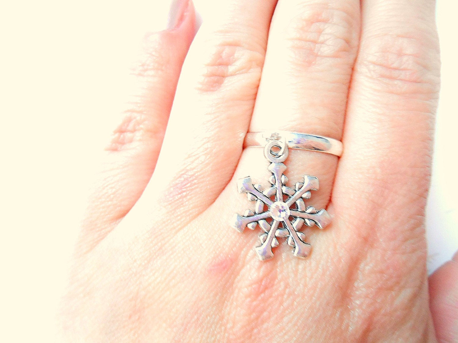 Snowflake Ring – Silver Snowflake Ring with Swarovski Crystal ...