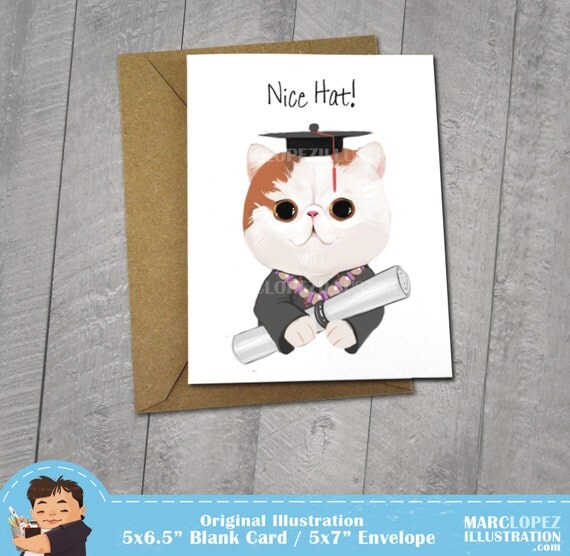 Cute Cat Graduation Card Congratulations 2015 Greeting or