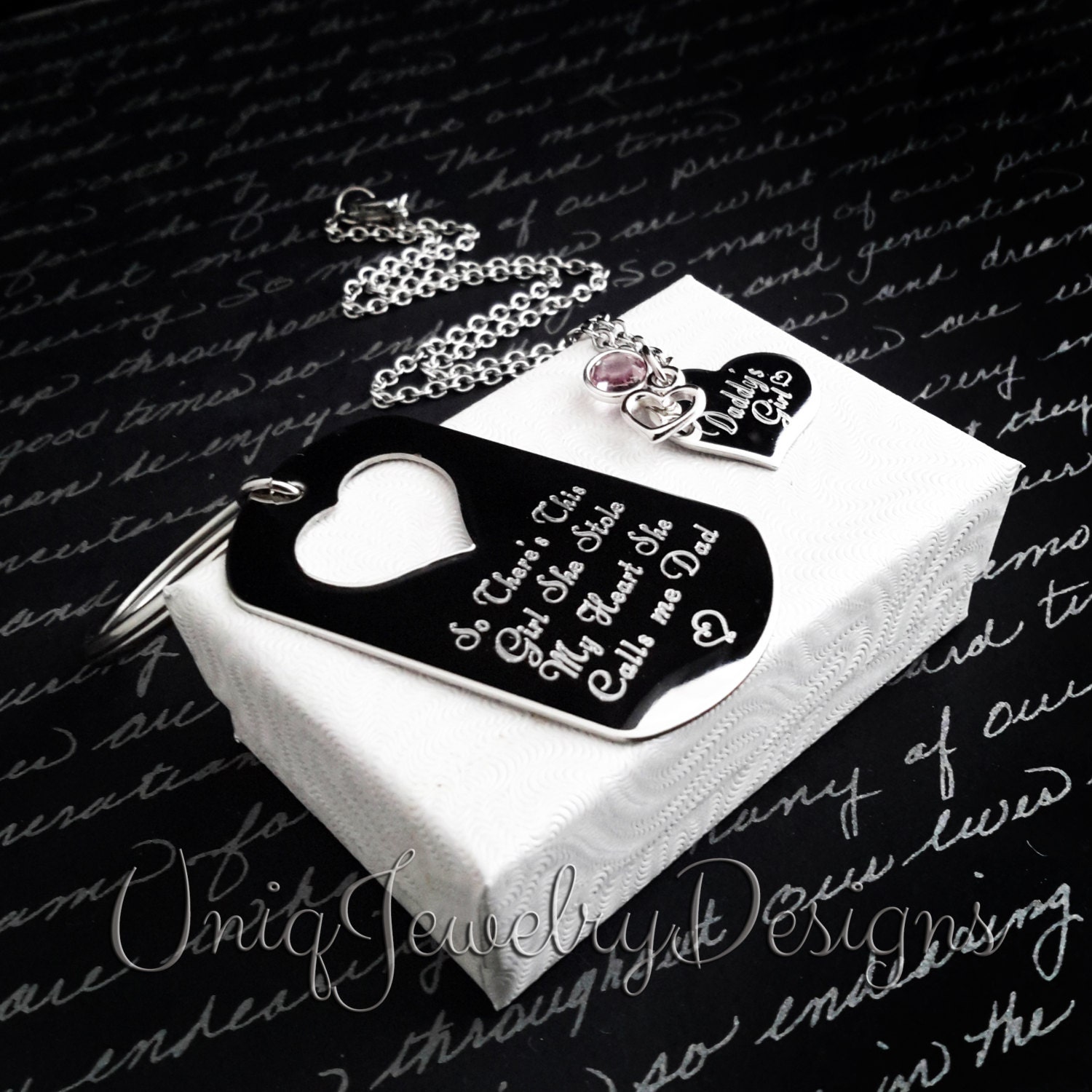 Personalized Father Daughter Keychain by UniqJewelryDesigns