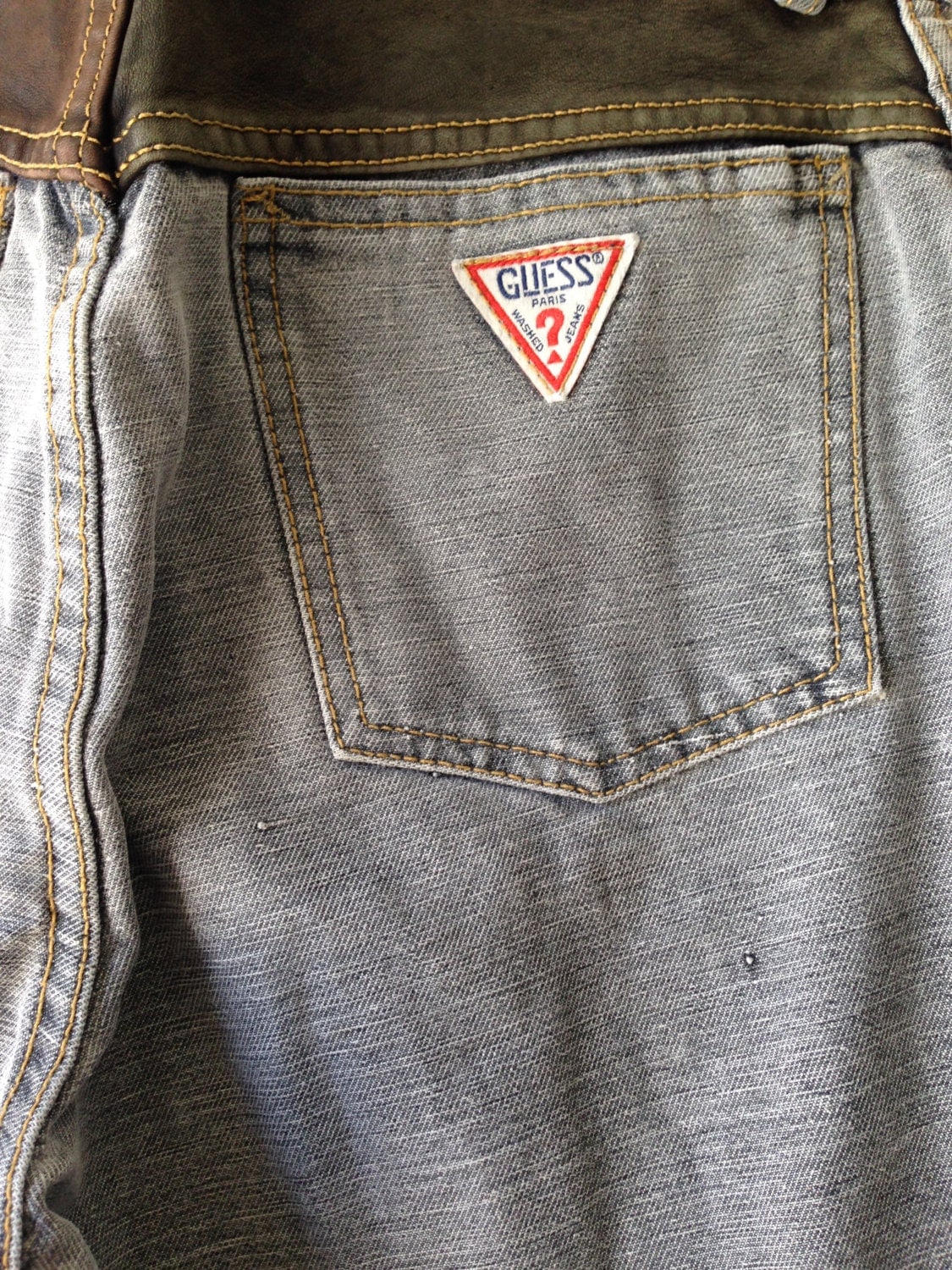 Vintage Eighties 1980s 80s Nineties 1990s 90s Guess Leather Faded Black ...