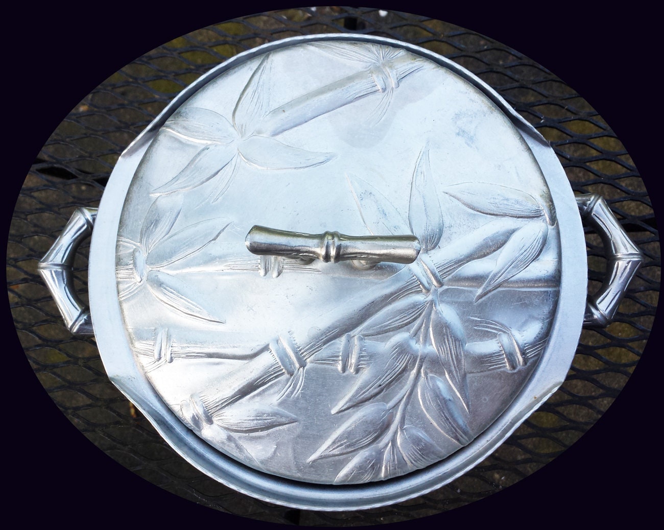 Vintage BALI BAMBOO Hand-Forged Aluminum Serving Dish with Lid by ...