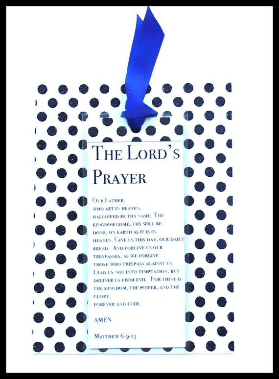 Items similar to The Lord's Prayer Bookmarks with a Navy Blue Ribbon ...