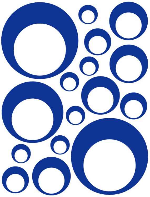 32 Navy Blue Vinyl Circle in a Circle Bubble Dots Bedroom Wall