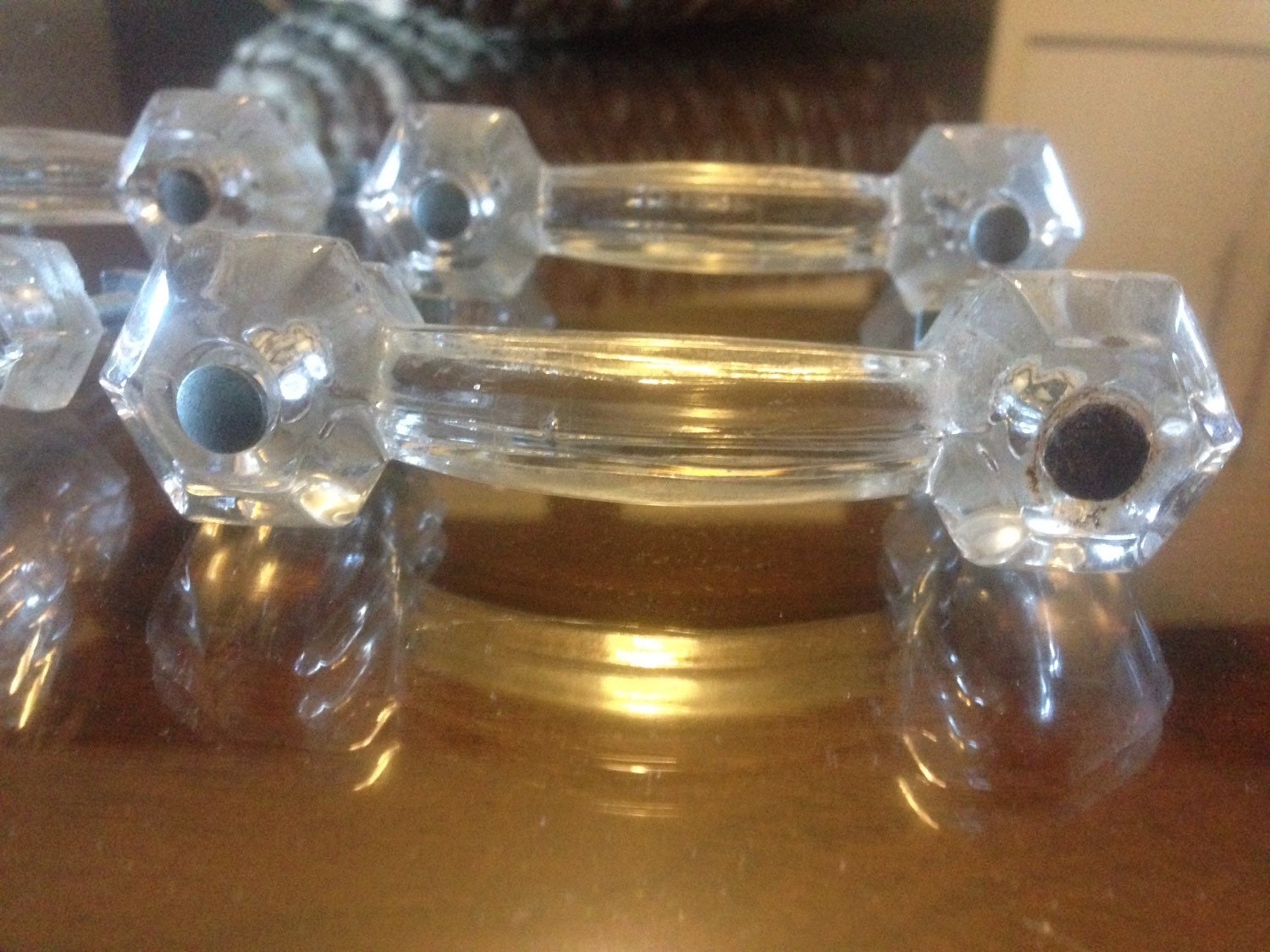 4 Vintage clear glass handles – Haute Juice