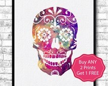 Unique sugar skull poster related items | Etsy
