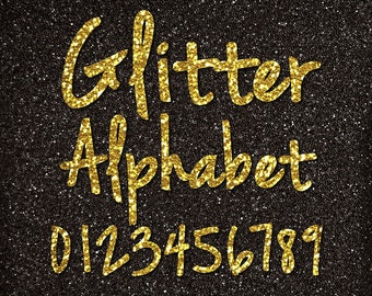 Gold Glitter Alphabet Clipart Gold Digital Alphabet Letters