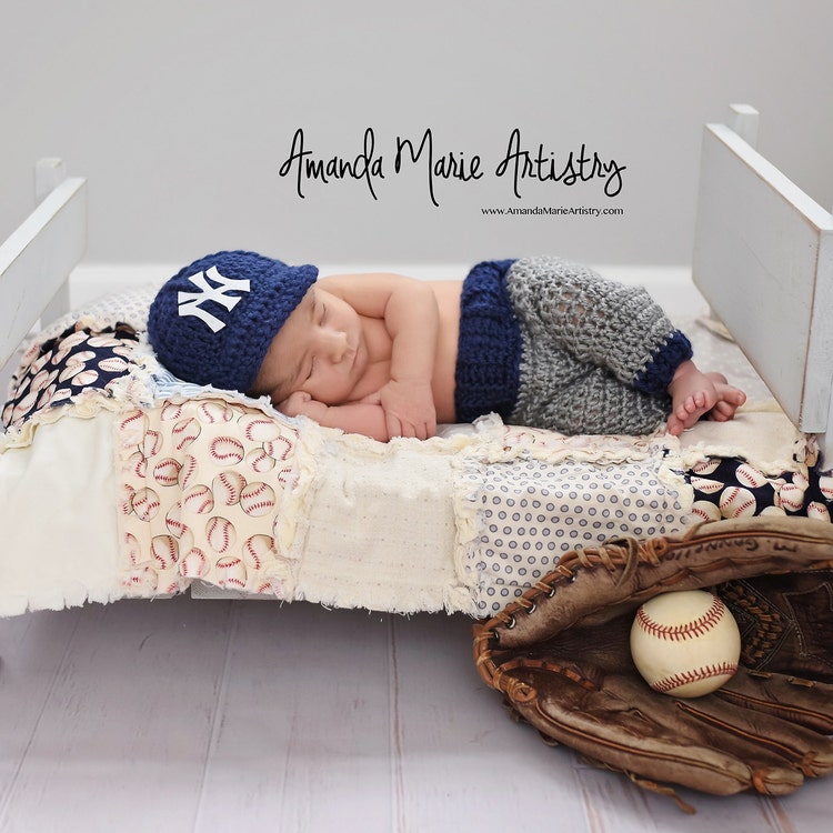 Newborn NY Yankees costume Baby Boy baseball by LovelyBabyKnits
