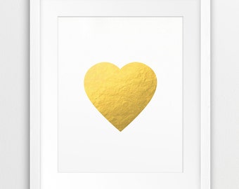 Gold heart print | Etsy