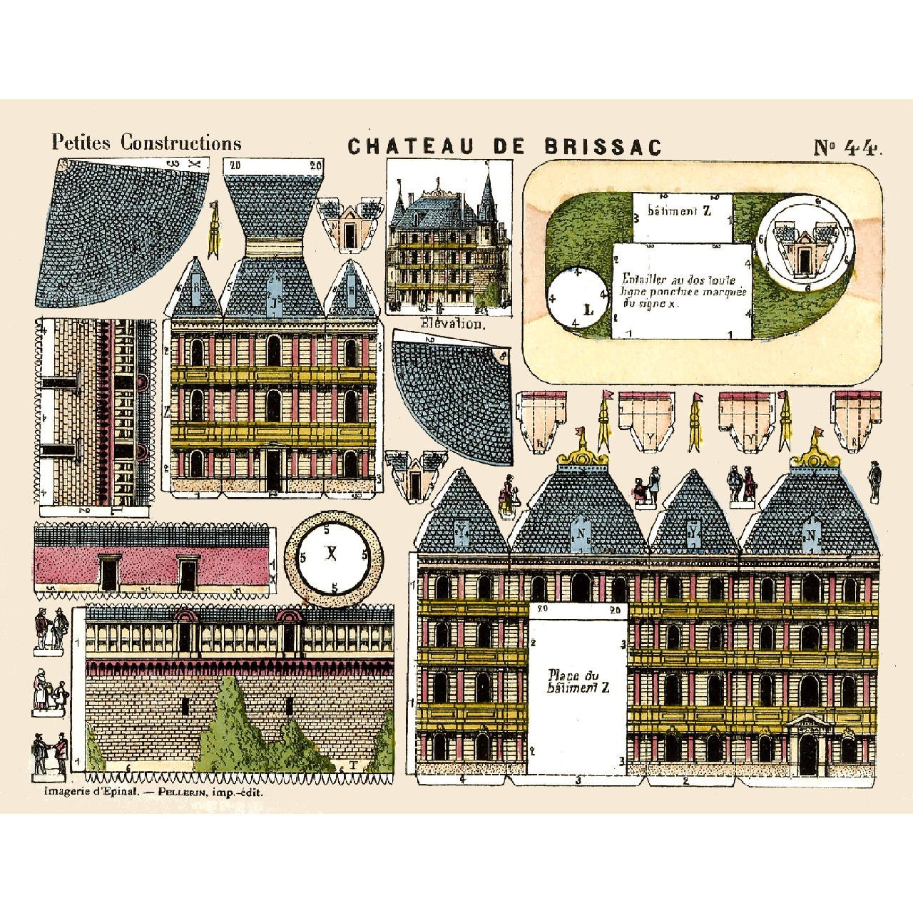 5x Vintage PAPER MODEL BUILDINGS Printable Toy Sheet Scans