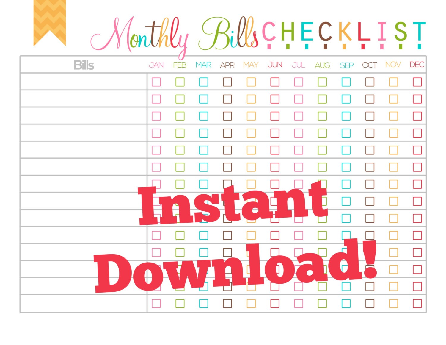 Monthly Bills Checklist Printable Monthly Bills Checklist Printable
