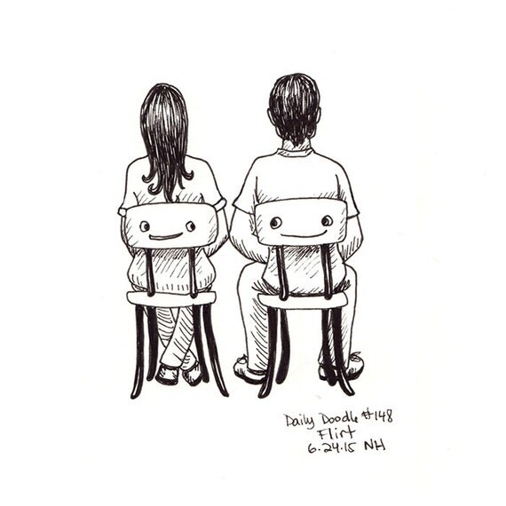 No.148 Flirt / Original Artwork / Daily Doodle / Art Print