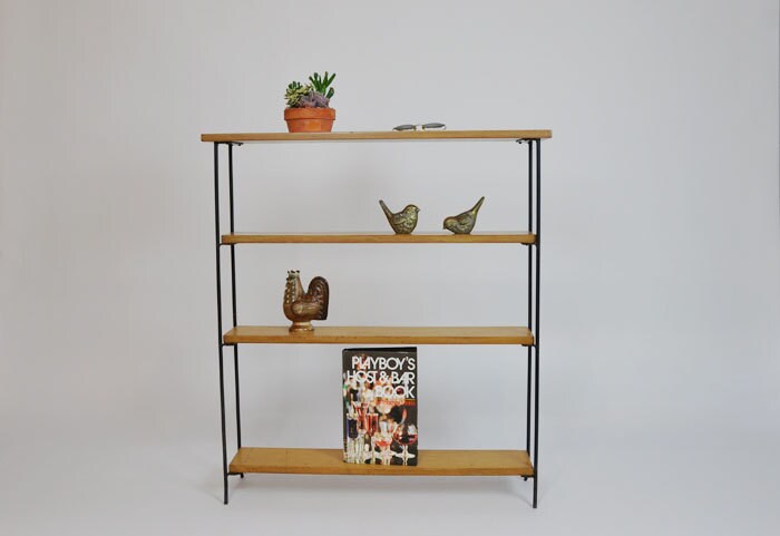 50s book shelf / Vintage 1950s Mid Century Iron Wood Bookshelf – Haute ...