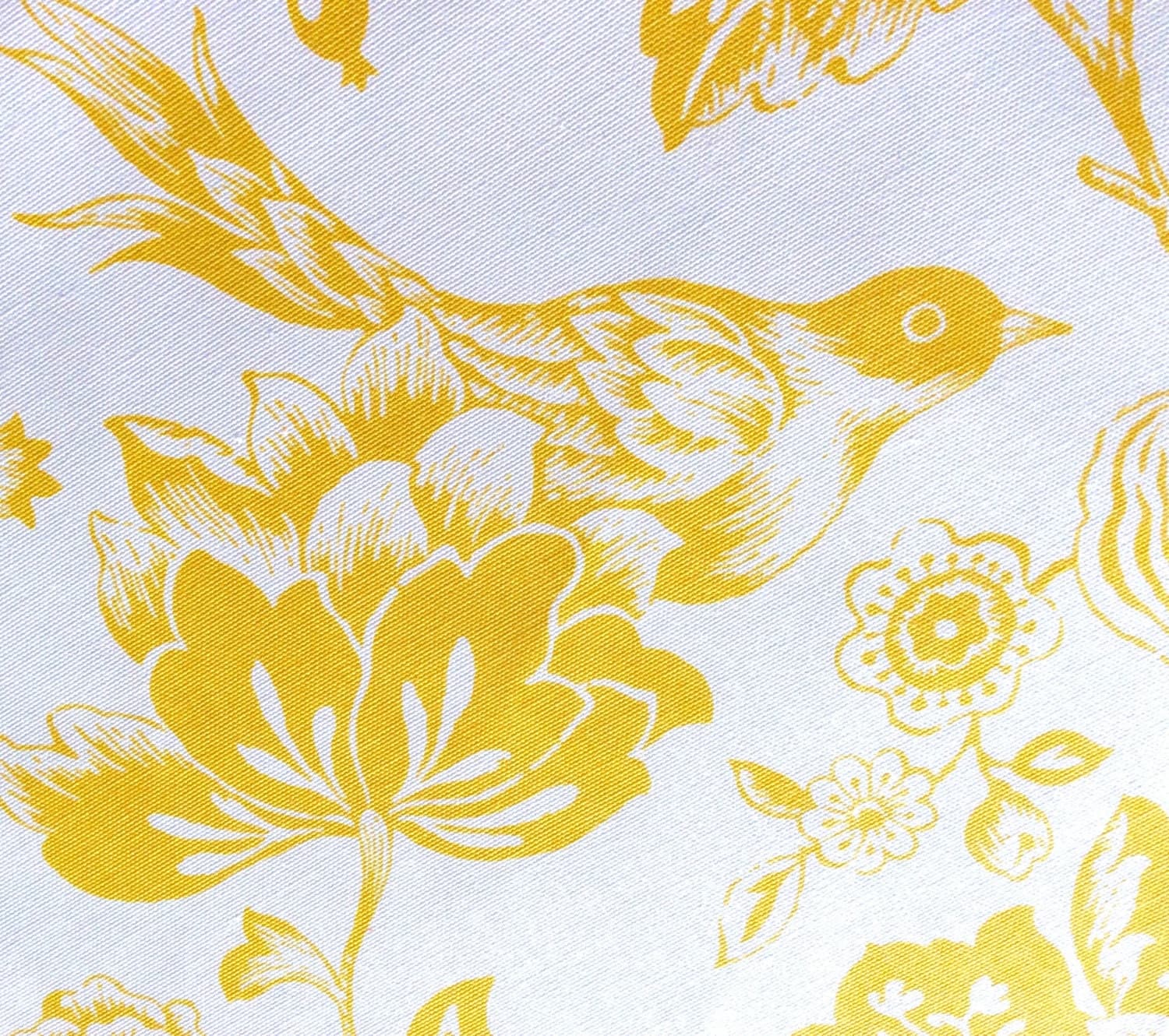 Yellow And White Toile Fabric