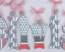 Popular items for coral teal grey on Etsy