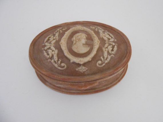 70's Genuine Incolay Stone Jewelry/Trinket Box in a Mauve