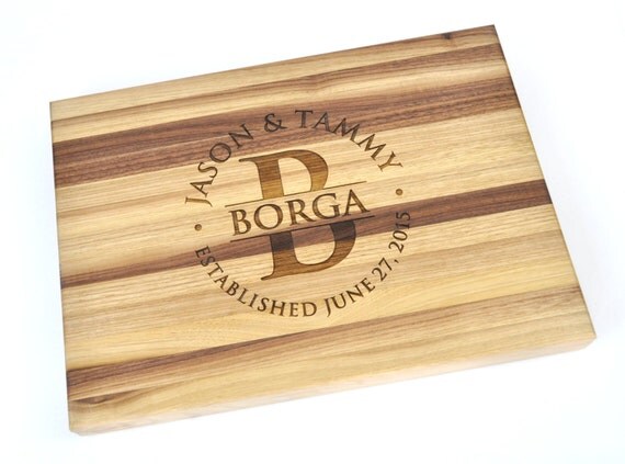 Personalized Monogram Butcher Block Cutting Board Laser
