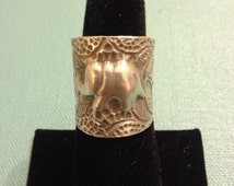 Leaf Texture Elephant Ring - Sterling Silver