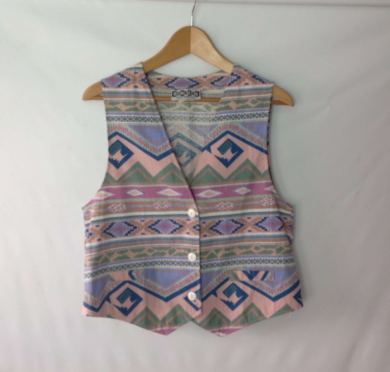 Tribal Aztec Vest Ladies Women’s Menswear Vintage 80s 70s Western ...