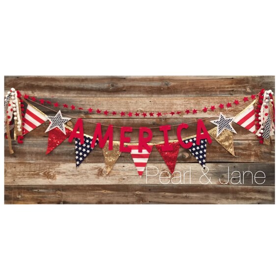15% off Sale Patriotic Fabric Pennant Banner Bunting