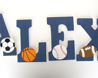 Custom Wooden Letters Blue Theme Personalized by LetterLuxe