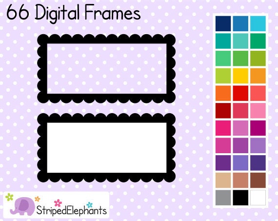 Scalloped Rectangle Clip Art Labels Instant Download