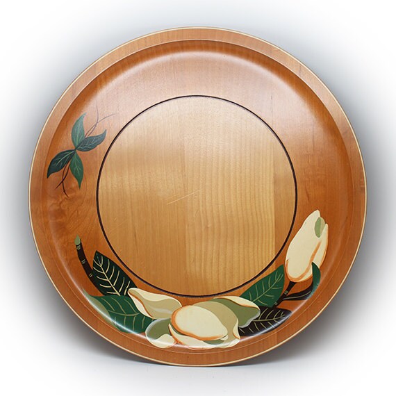 Lovely Vintage 15 Inch Hand Painted Floral Wood Serving Tray – Haute Juice