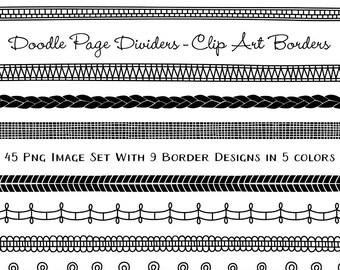 Digital Doodle Border Clip Art Hand Drawn Black Border
