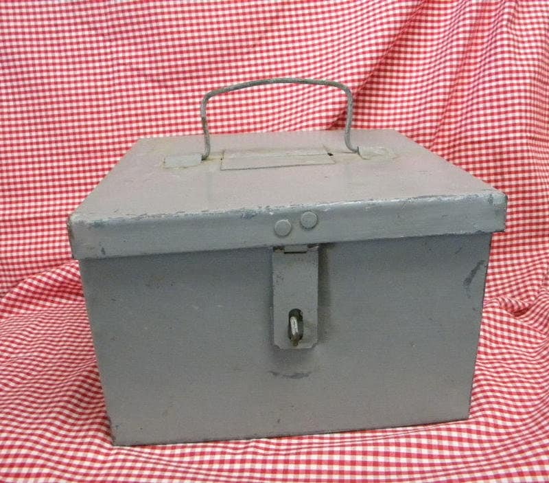 Vintage metal box with handle and slot for money or ballots – Haute Juice