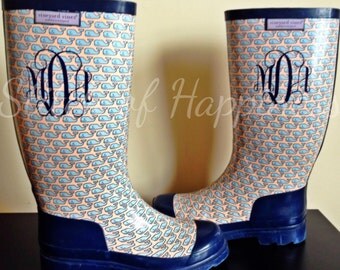 Monogram rain boots | Etsy