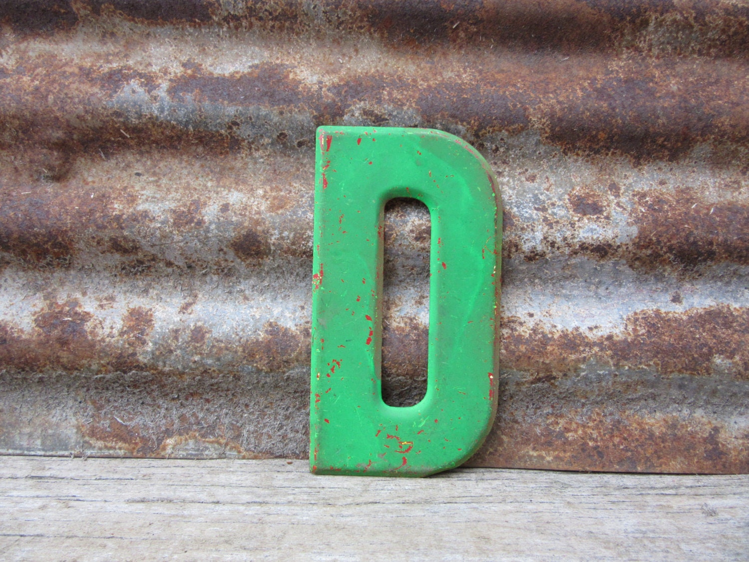 Letter Sign Metal Vintage Letter D Sign 7 1/2 Inch Painted