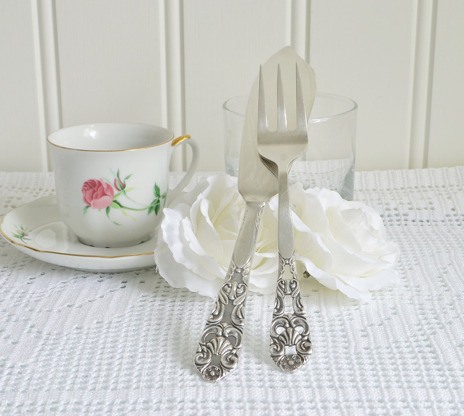 Cake set with knife and fork, vintage Swedish pie and cake cutter ...
