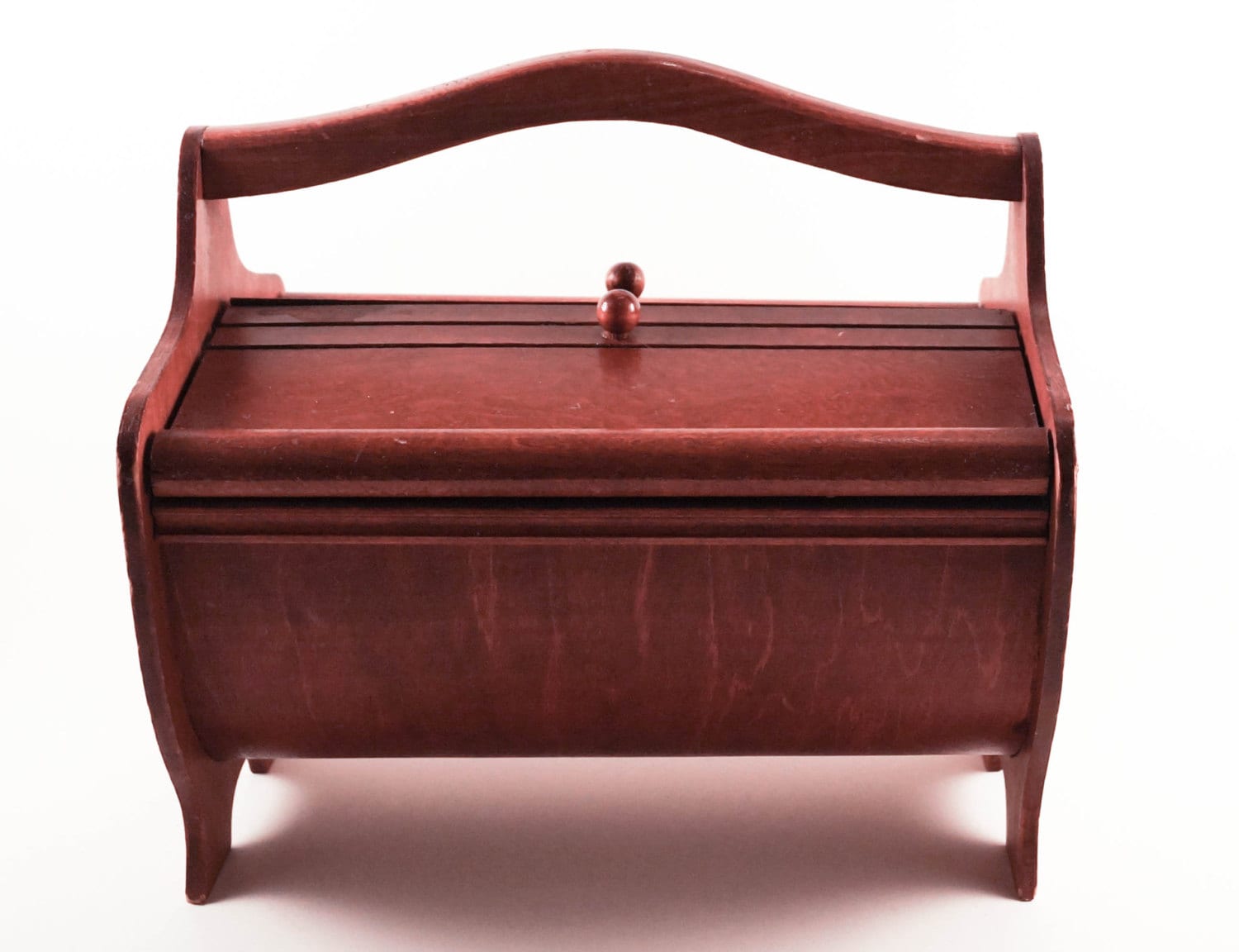 Vintage Wooden Sewing Box Darning Storage Chest with Pincushion and ...