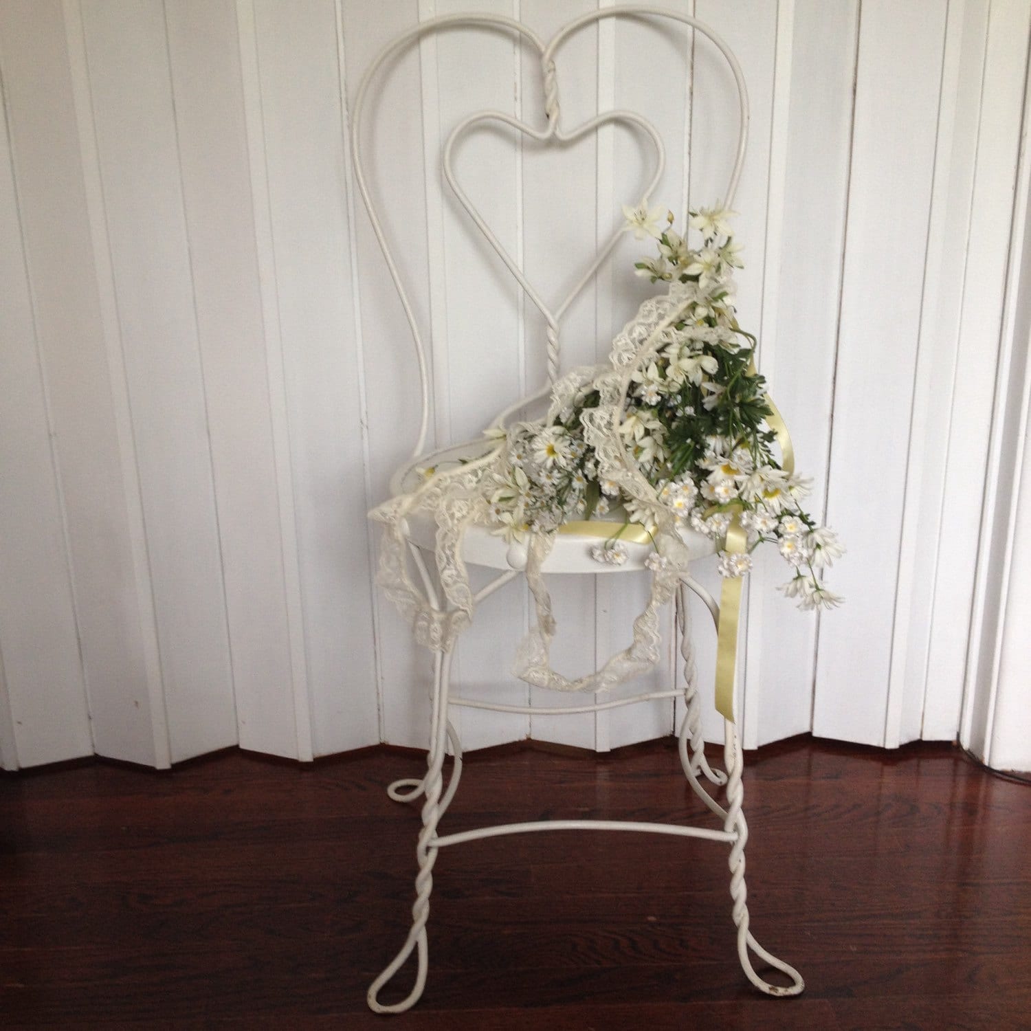 vintage white ice cream parlor chair antique heart shaped chair shabby ...