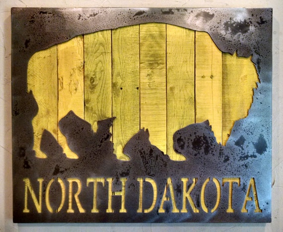 Large Bison North Dakota Sign Metal Art by LegendaryFineArt