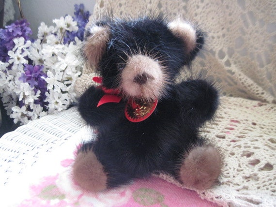 Real MINK BEAR Plush Rare Bear 1982 Mink Mink Bear Real Fur