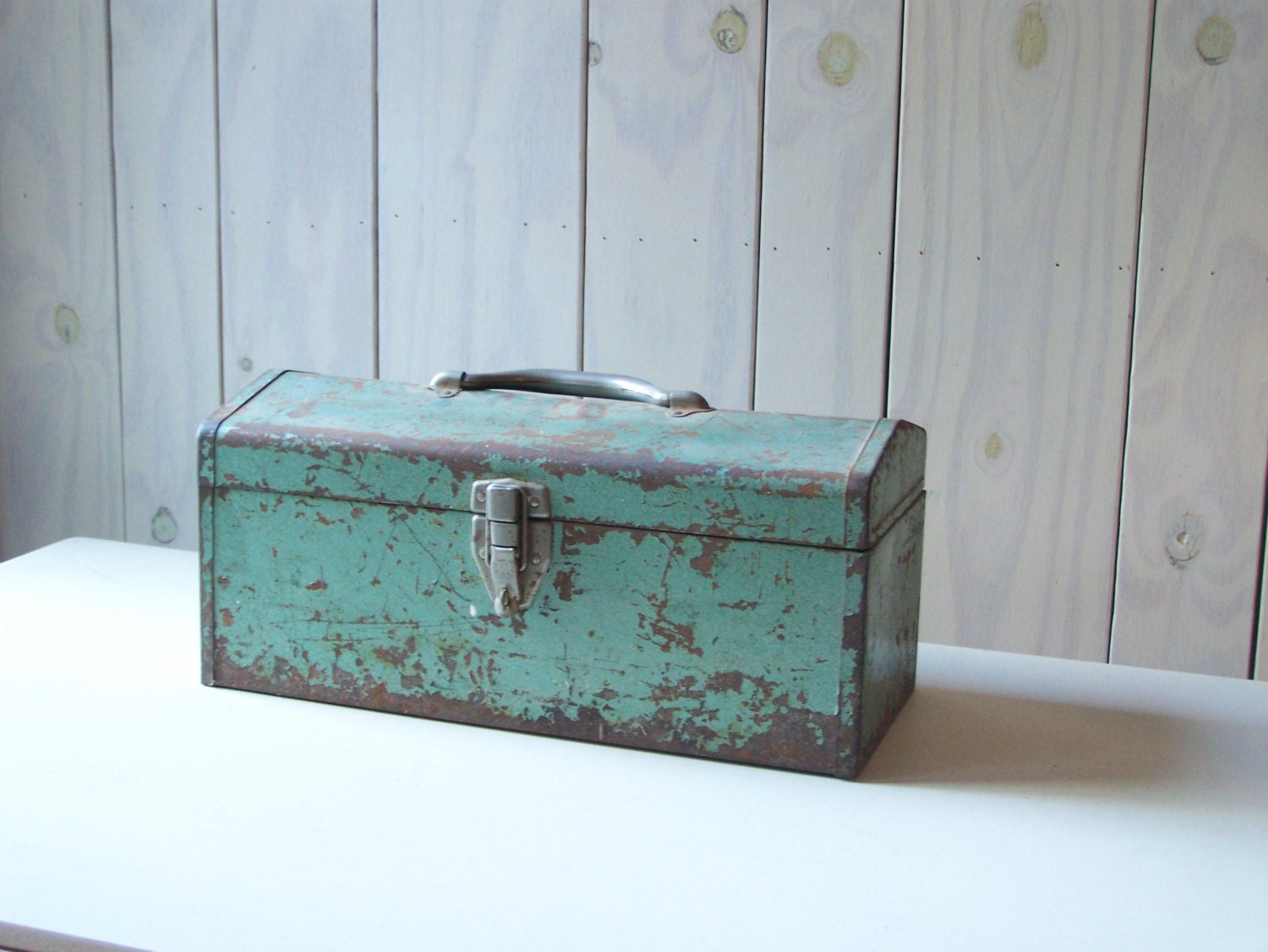 Rustic Metal Toolbox. Chippy Rusty Decor. Boys Toys Storage. – Haute Juice
