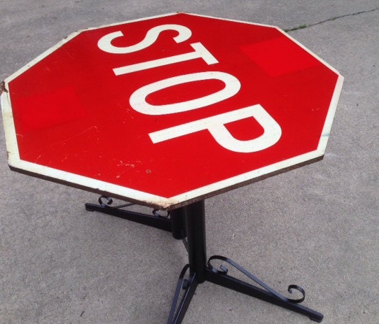 Stop Sign Table vintage wood sign with by maryellenbrandt1 on Etsy