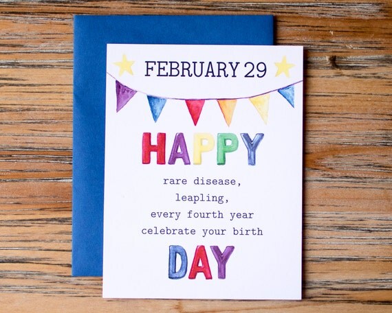 Feb. 29: Watercolor holiday birthday card for him or her