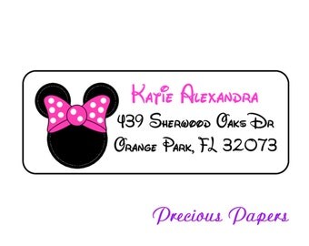 Minnie mouse labels | Etsy