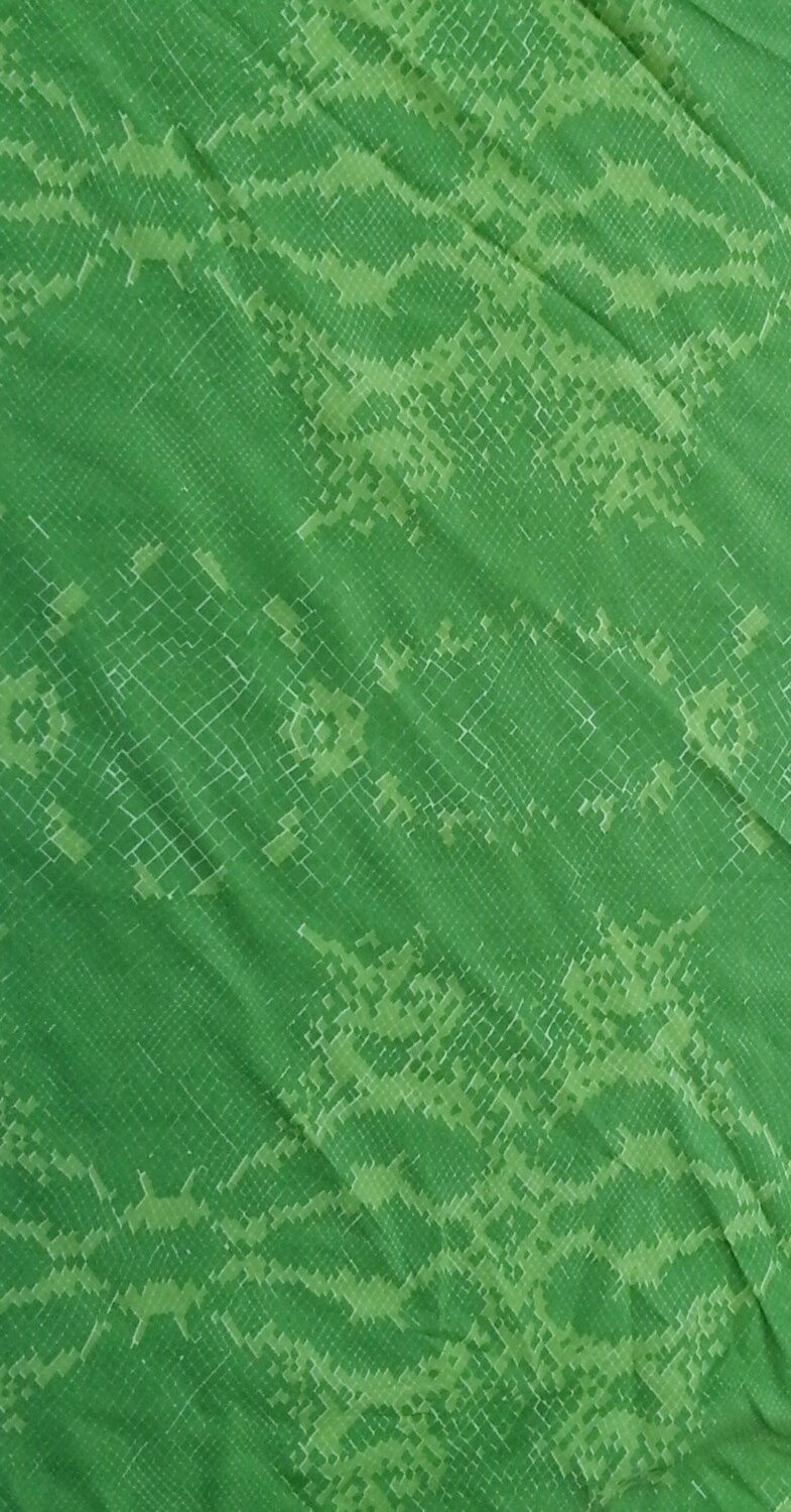 Snakeskin Print Green Rayon Acetate Fabric by the Yard