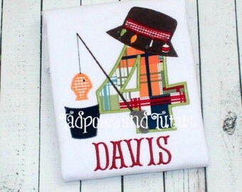 Fishing applique | Etsy