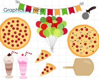 Pizza party clipart | Etsy