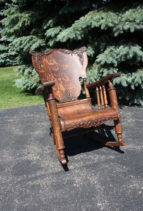 Vintage/Antique Oak Tiger Wood Rocking Chair – Haute Juice